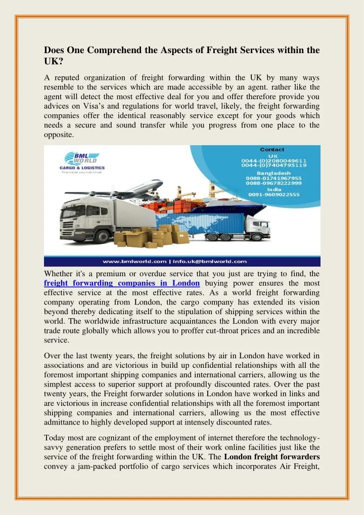 PPT - Freight Forwarding In UK PowerPoint Presentation, free download ...