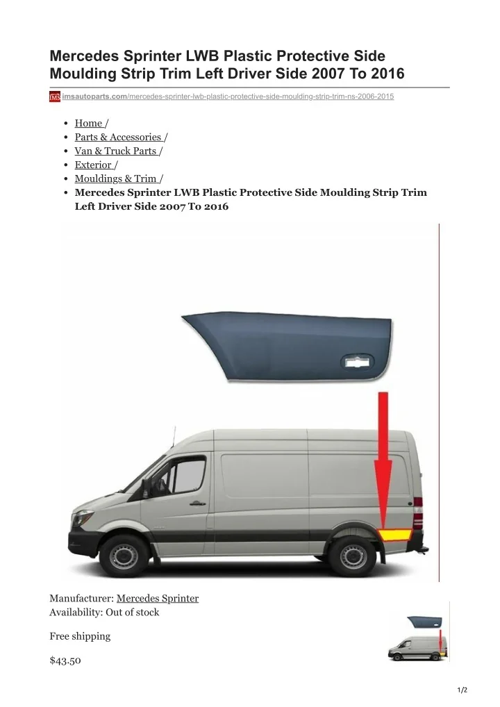 PPT - imsautoparts.com-Mercedes Sprinter LWB Plastic Protective Side ...