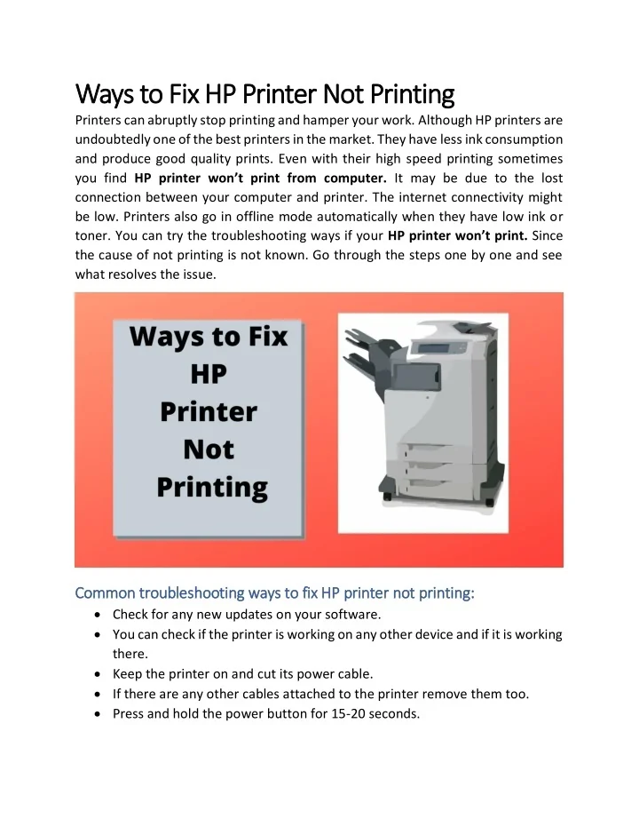 PPT - Ways to Fix HP Printer Not Printing PowerPoint Presentation, free ...