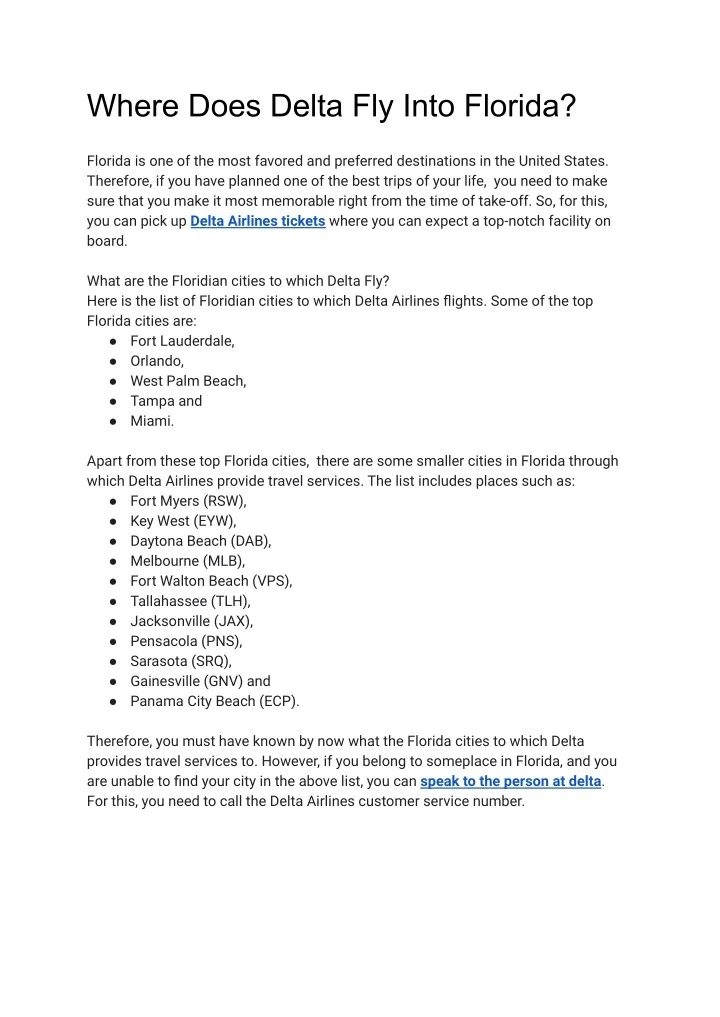 PPT - Where does delta fly into Florida PowerPoint Presentation, free ...