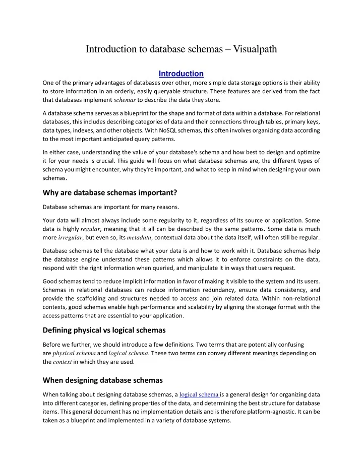 PPT - Introduction to database schemas PowerPoint Presentation, free ...