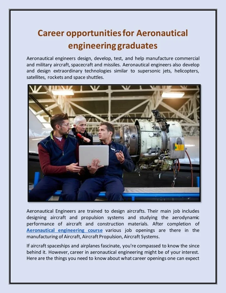 PPT - Career opportunities for Aeronautical engineering graduates ...