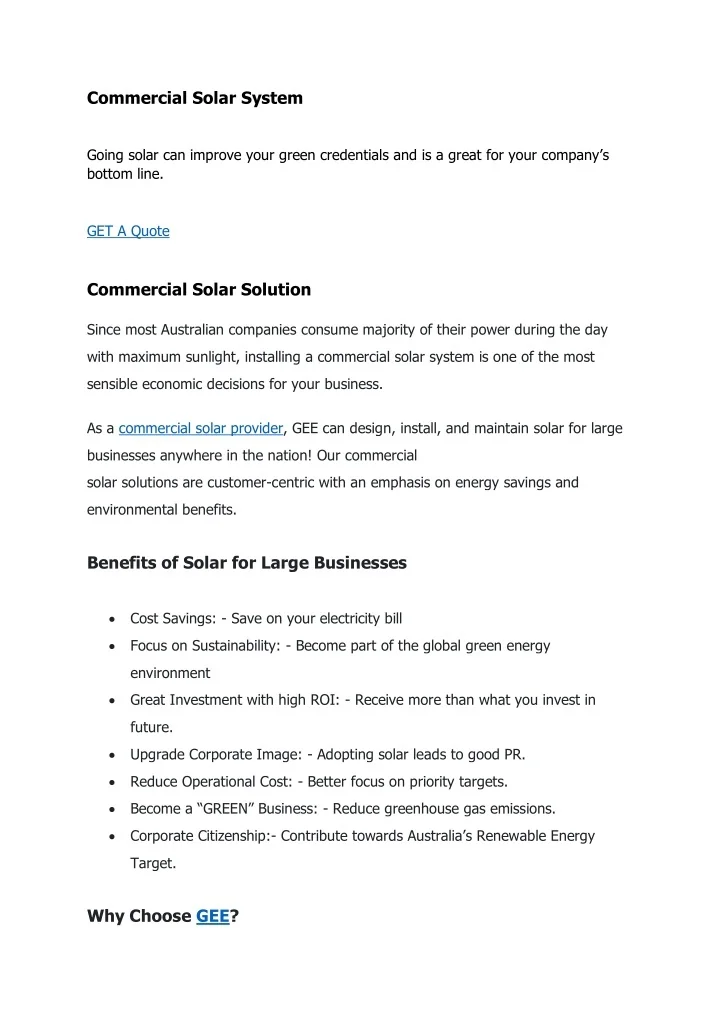 PPT - Commercial Solar Installation - GEE Energy PowerPoint ...