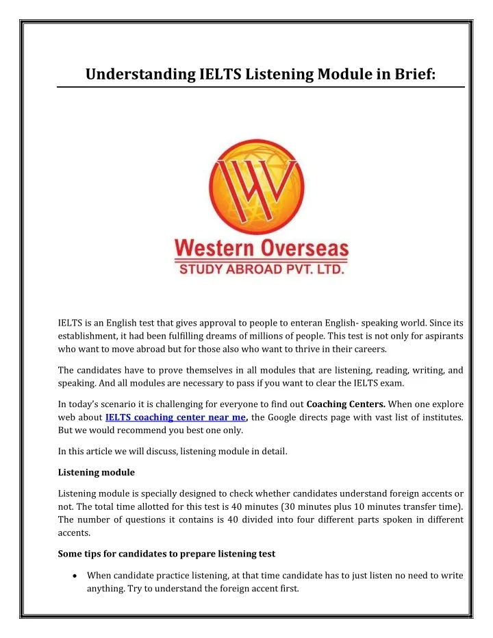 PPT - Understanding IELTS listening module in brief PowerPoint ...