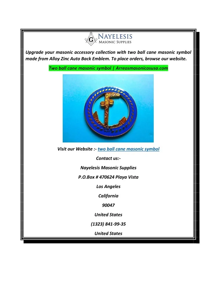 PPT - Two ball cane masonic symbol Arreosmasonicosusa.com PowerPoint ...