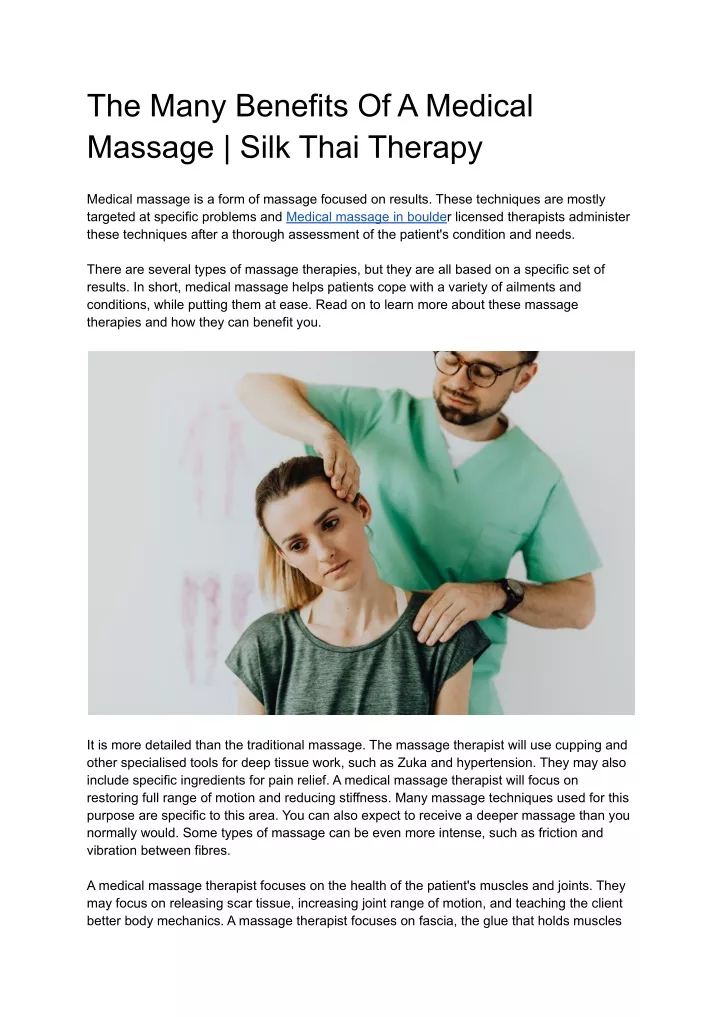 Ppt The Many Benefits Of A Medical Massage Silk Thai Therapy