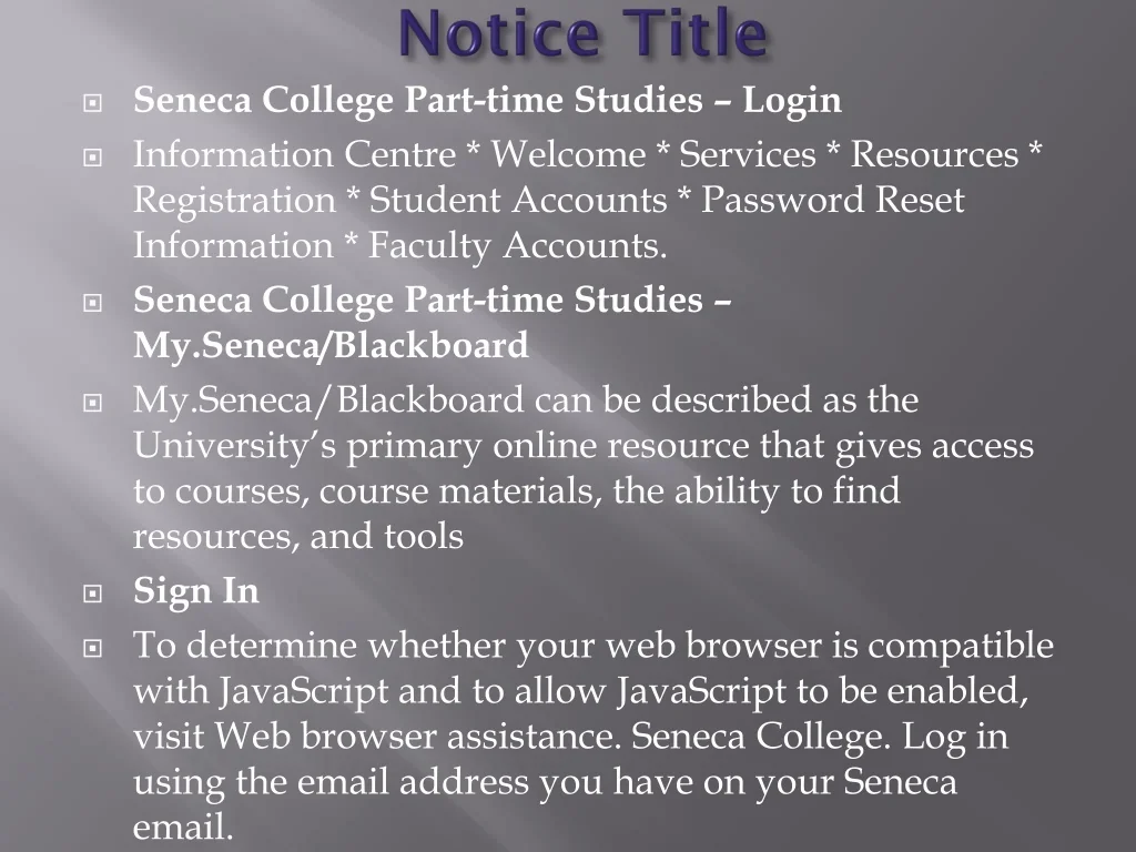 PPT - Seneca Blackboard PowerPoint Presentation, free download - ID ...
