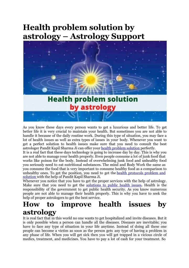 PPT - Health problem solution by astrology – Astrology Support ...