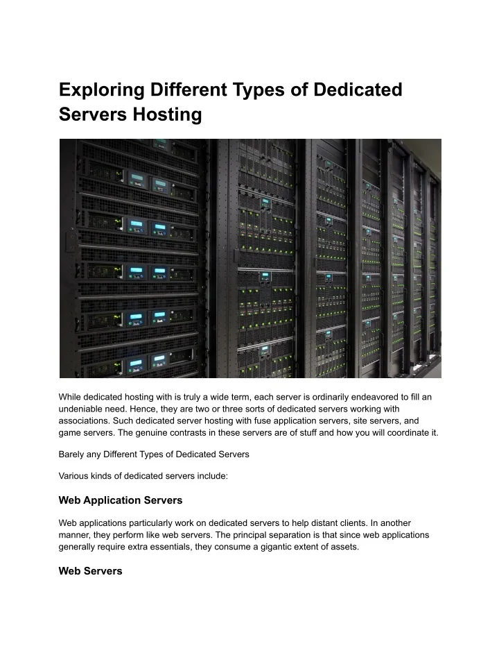 PPT - Exploring Different Types of Dedicated Servers Hosting (2 ...