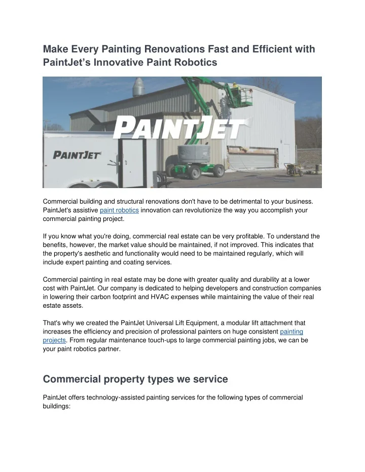PPT - Make Every Painting Renovations Fast and Efficient with PaintJet ...