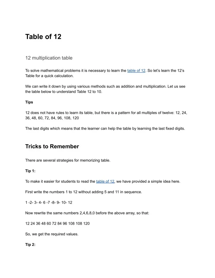 PPT - Tabble of 12.docx PowerPoint Presentation, free download - ID ...