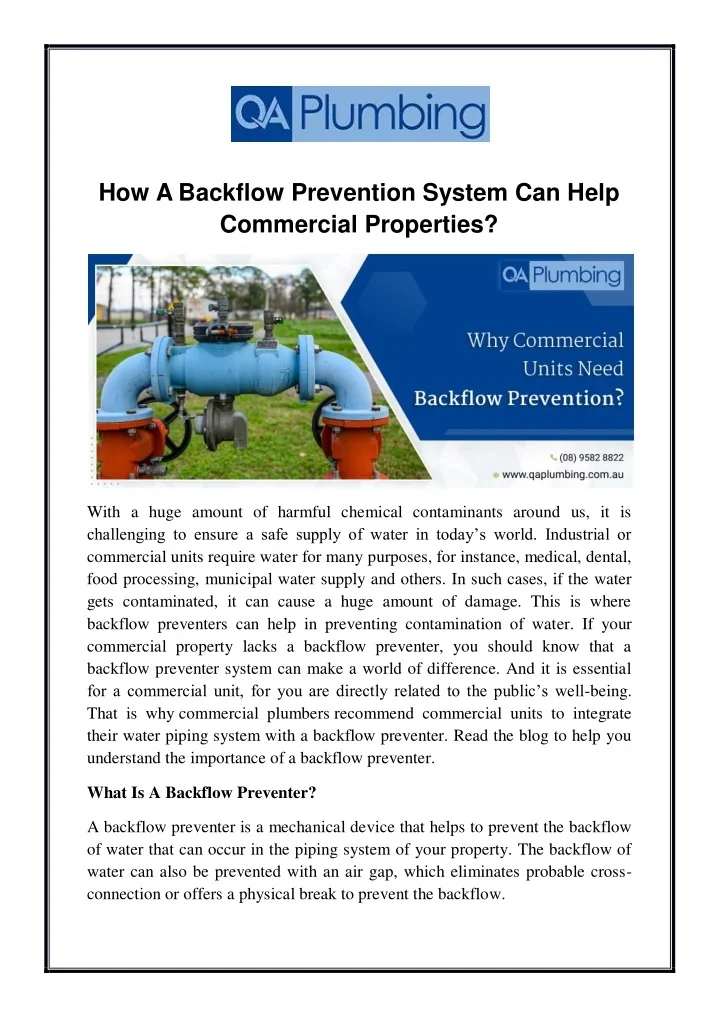 PPT - How A Backflow Prevention System Can Help Commercial Properties ...