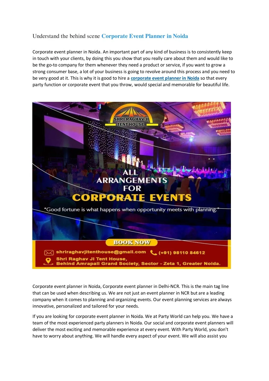 PPT - Understand the behind scene Corporate Event Planner In Noida ...