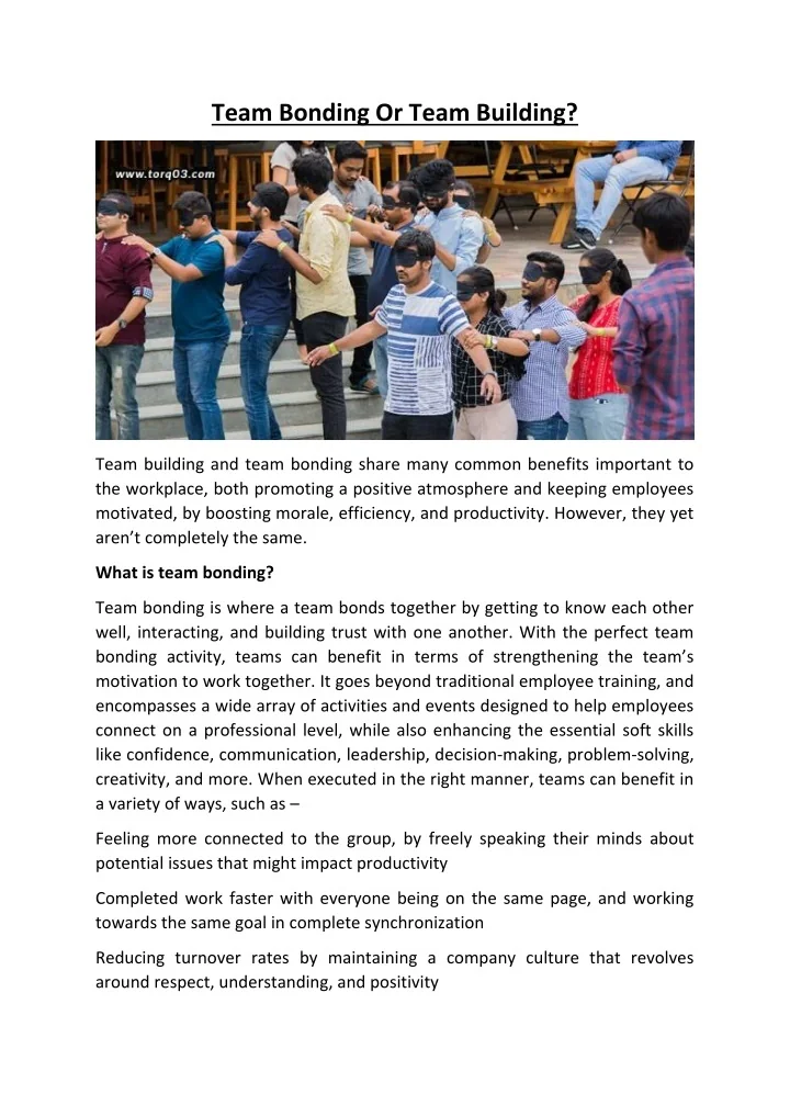 PPT - Team Bonding Or Team Building PowerPoint Presentation, free ...