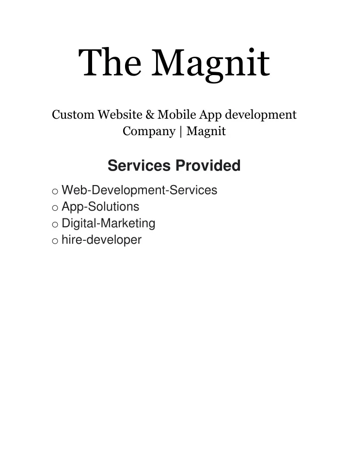 PPT - Custom Website & Mobile App development Company | Magnit ...