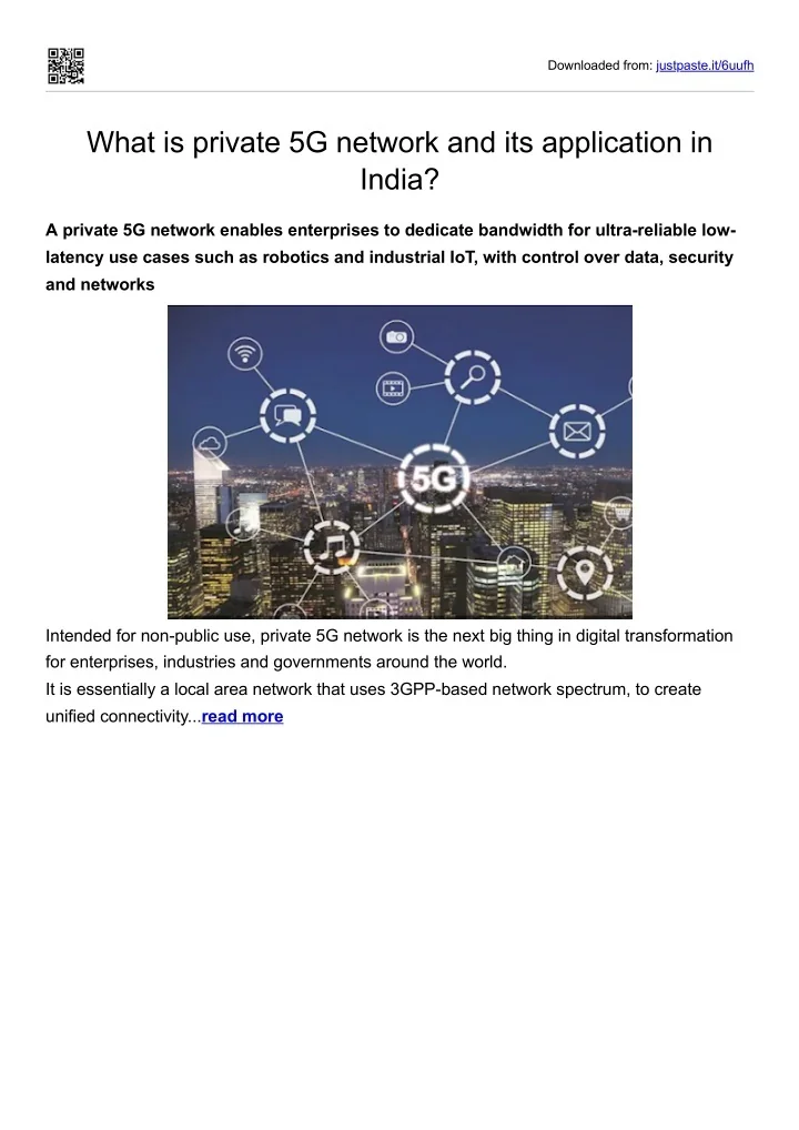 PPT - What is private 5G network and its application in India ...