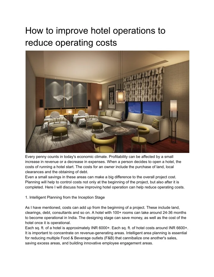 PPT - How to improve hotel operations to reduce operating costs ...