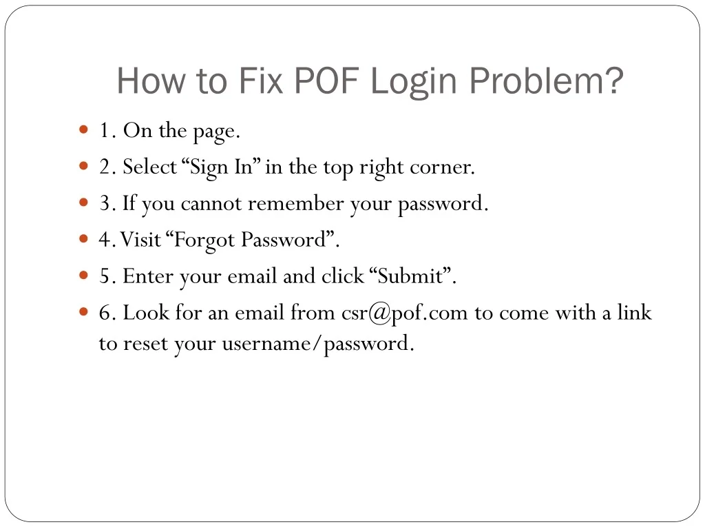 PPT - How to Fix POF Login Problem? PowerPoint Presentation, free ...