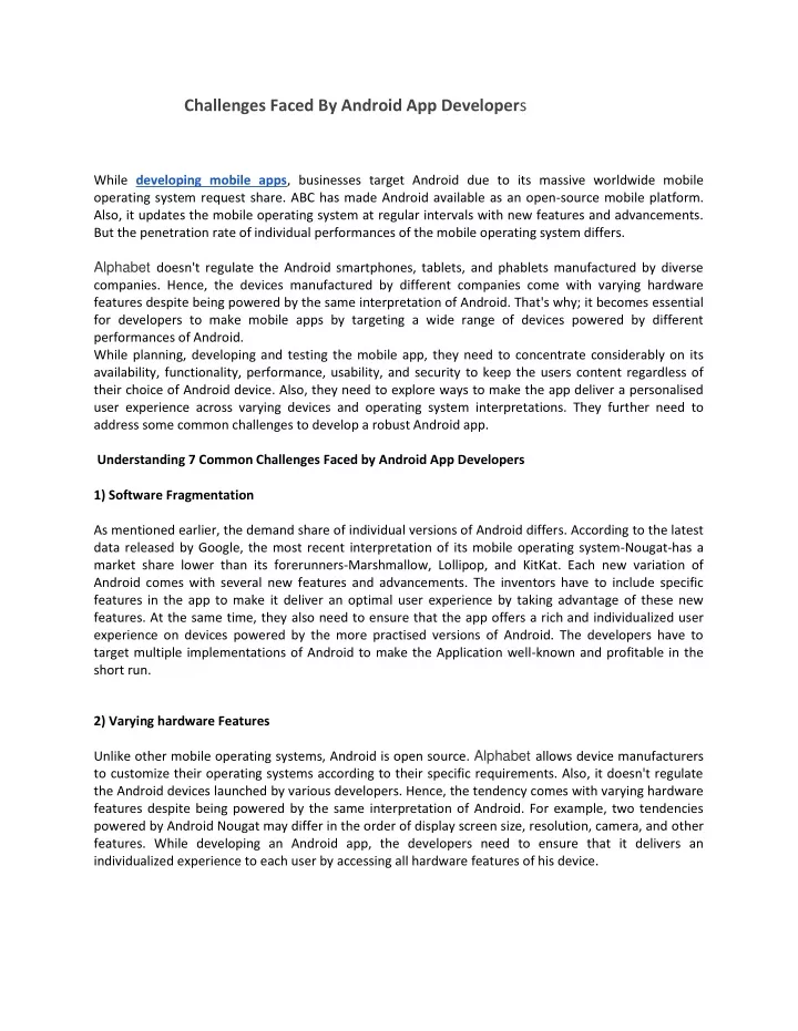 PPT - Challenges Faced By Android App Developers PowerPoint ... PPT - Challenges Faced By Android App Developers PowerPoint ...