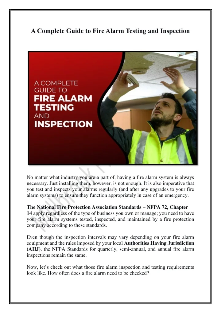 PPT - A Complete Guide to Fire Alarm Testing and Inspection PowerPoint ...