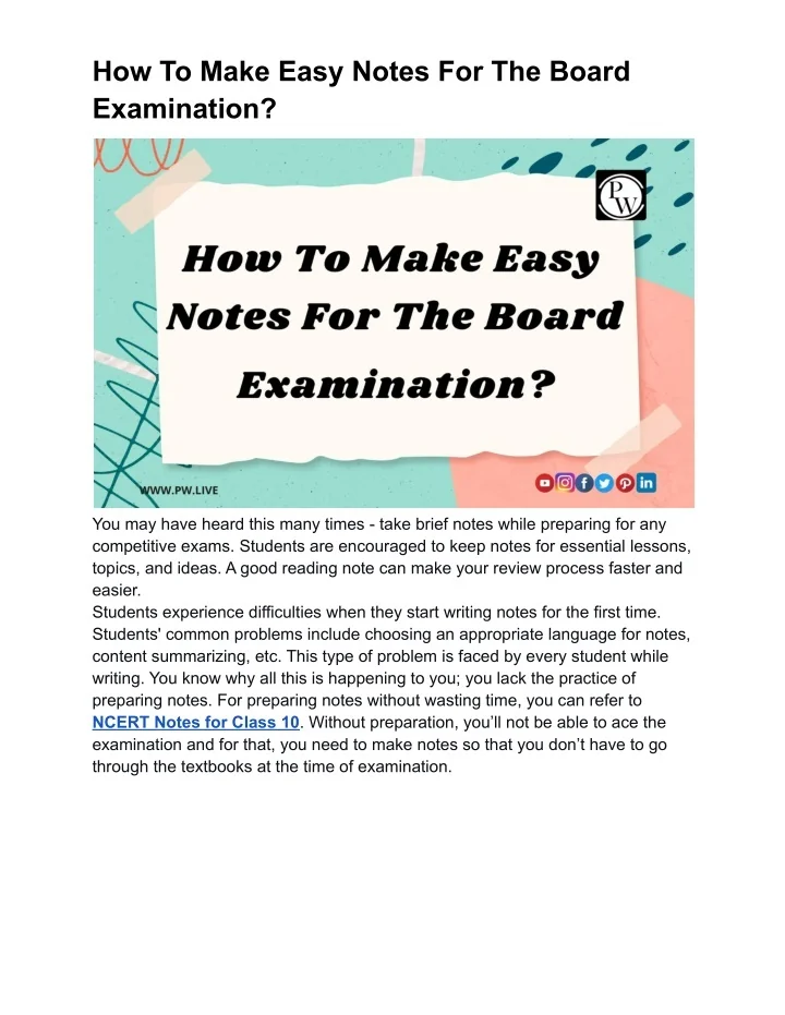 PPT - How to make easy notes for the Board Examination PowerPoint ...