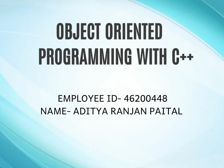 PPT - Object oriented progrmming with c PowerPoint Presentation, free ...