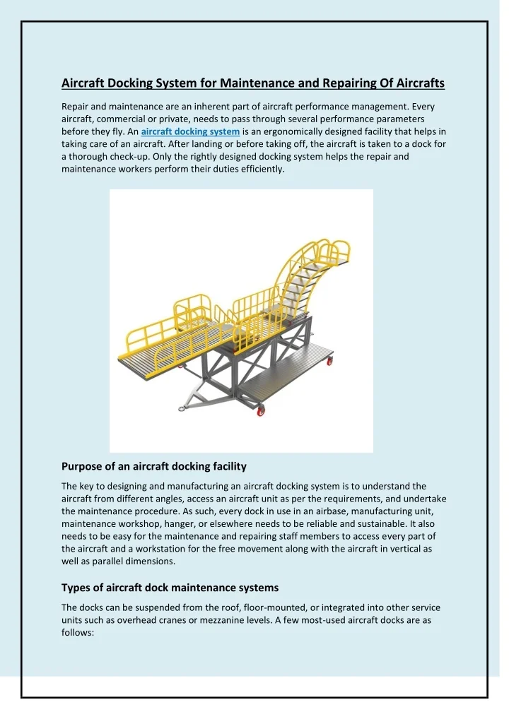 PPT - Aircraft Docking System For Maintenance And Repairing Of ...