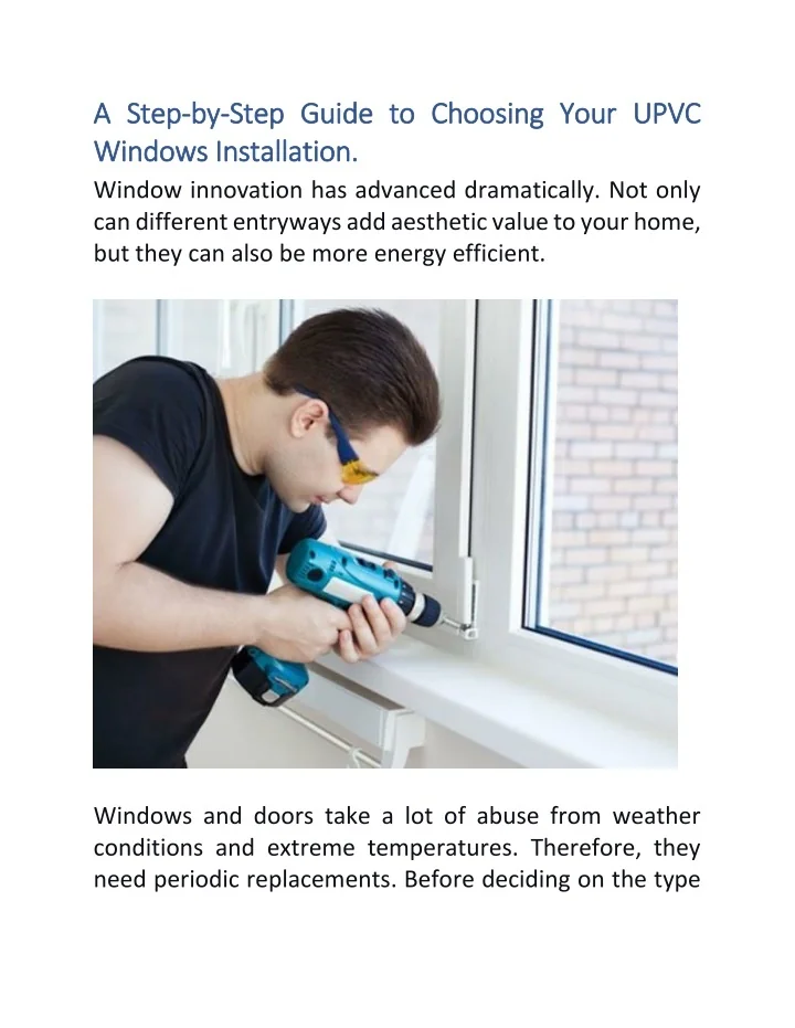 PPT - A Step-by-Step Guide to Choosing Your UPVC Windows Installation ...