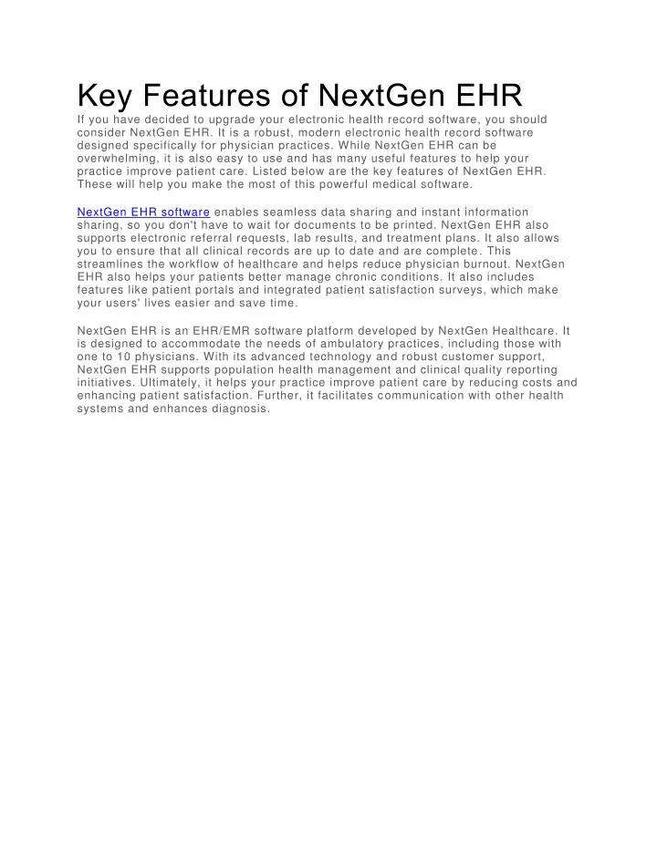 PPT - Key Features of NextGen EHR PowerPoint Presentation, free ... PPT - Key Features of NextGen EHR PowerPoint Presentation, free ...
