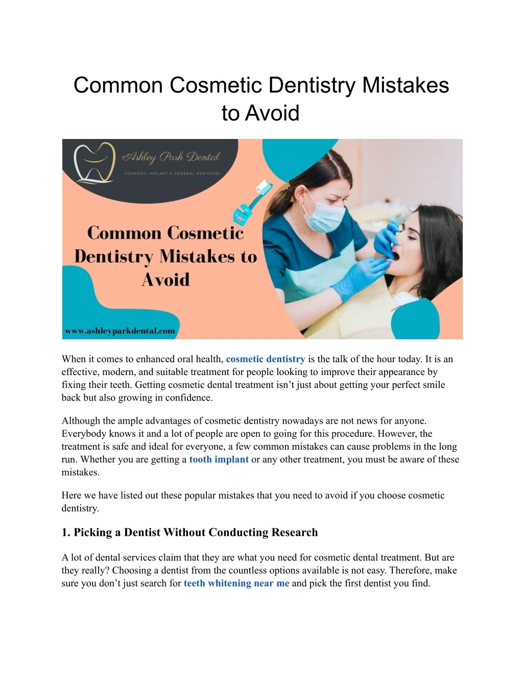 PPT - Common Cosmetic Dentistry Mistakes to Avoid PowerPoint ...