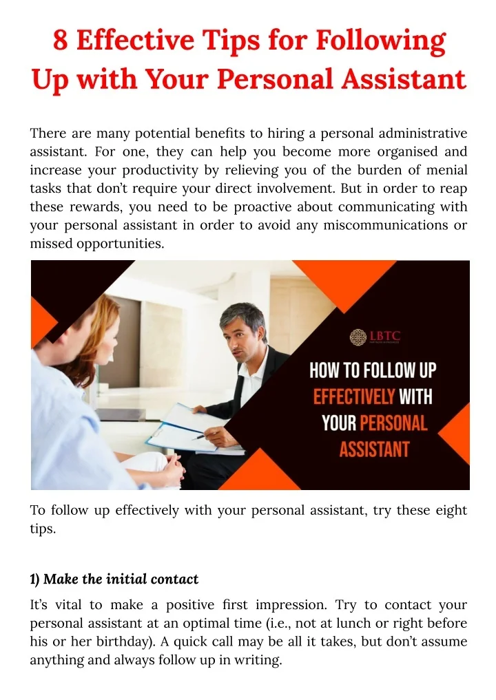 PPT - 8 Effective Tips for Following Up with Your Personal Assistant ...