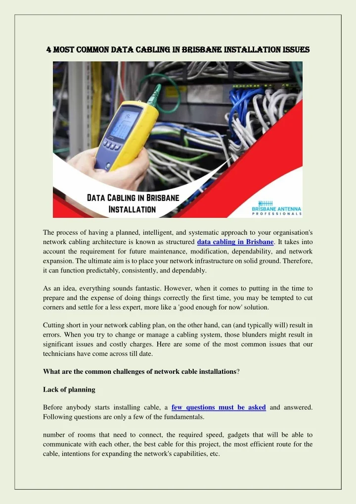 PPT - 4 most common data cabling in Brisbane installation issues ...