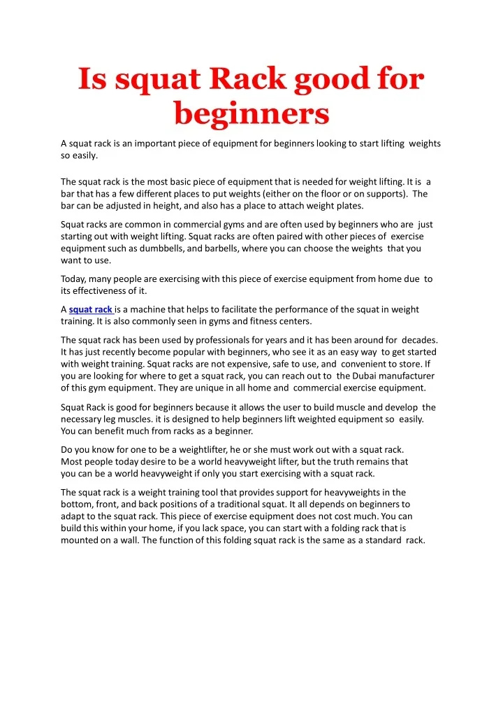 PPT - Is squat Rack good for beginners-converted PowerPoint ...