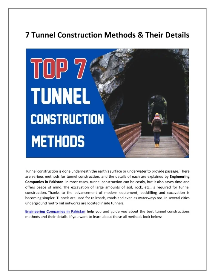 PPT - 7 Tunnel Construction Methods & Their Details PowerPoint ...