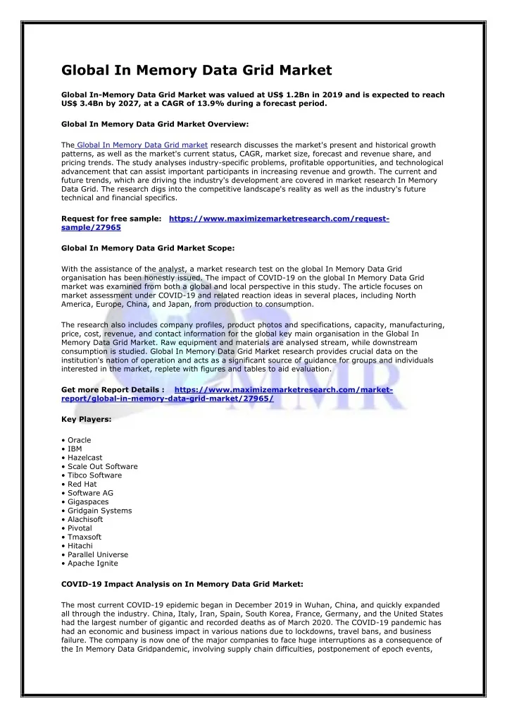 PPT - Global In Memory Data Grid Market PowerPoint Presentation, free download - ID:11290292