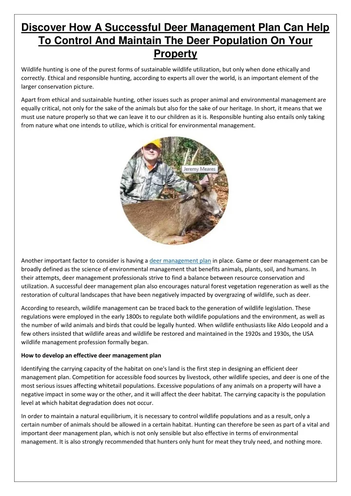 PPT - Discover How A Successful Deer Management Plan Can Help To ...