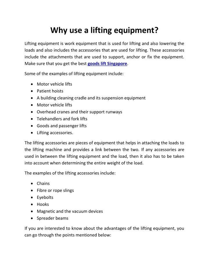 PPT - Why use a lifting equipment? PowerPoint Presentation, free ...