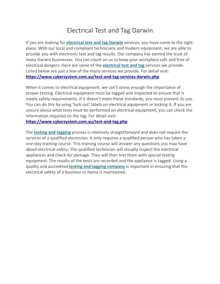 PPT - Electrical Test and Tag Darwin PowerPoint Presentation, free ...