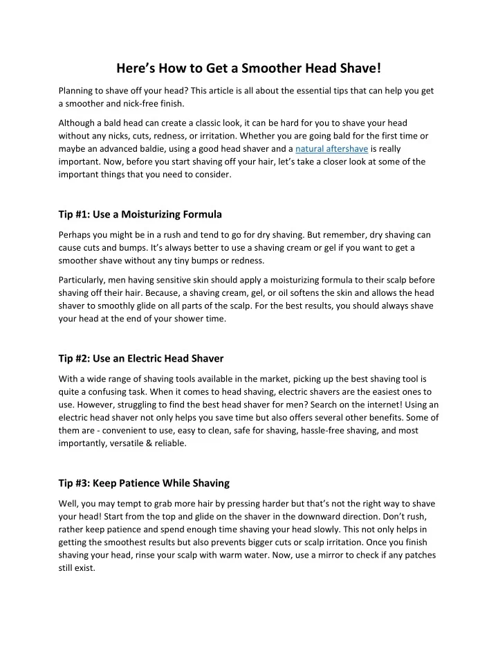 PPT - Here’s How to Get a Smoother Head Shave! PowerPoint Presentation ...