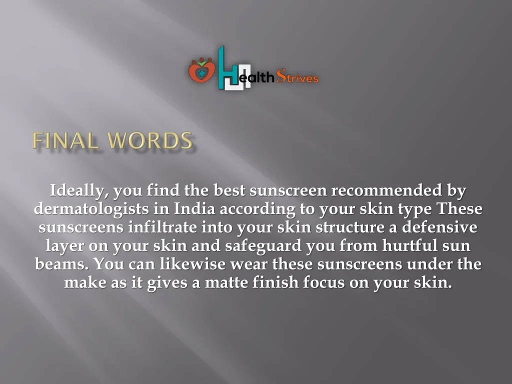 PPT - 10 Best Sunscreen Recommended By Dermatologists In India ...