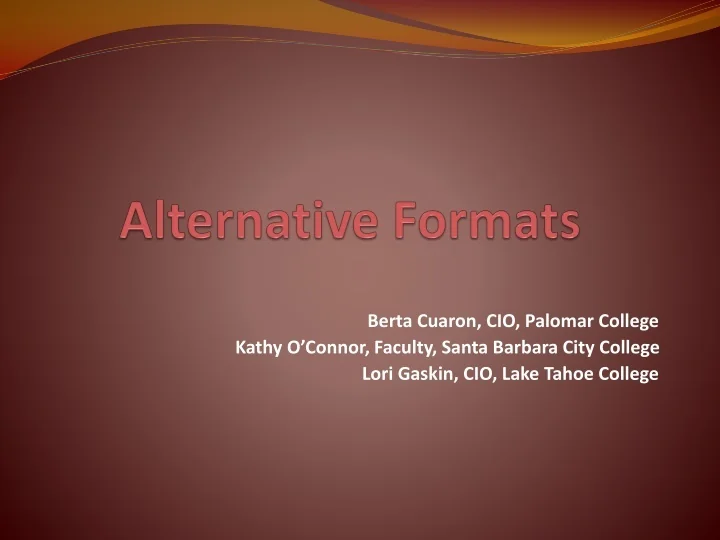 PPT - Alternative Formats PowerPoint Presentation, free download - ID ...