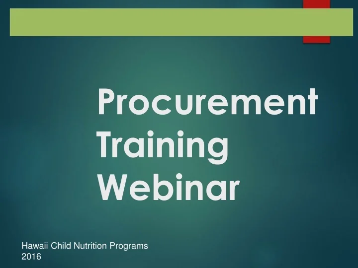 PPT - Procurement Training Webinar PowerPoint Presentation, free ...