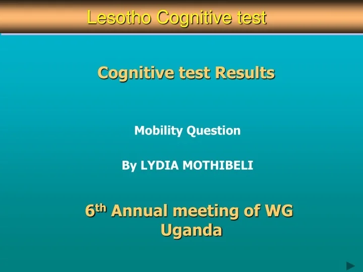 PPT - Cognitive test Results PowerPoint Presentation, free download ...