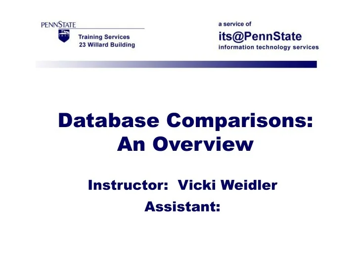 PPT - Database Comparisons: An Overview PowerPoint Presentation, free ...