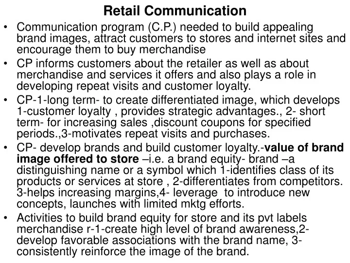 PPT - Retail Communication PowerPoint Presentation, free download - ID ...