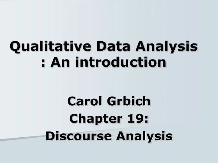 PPT - Qualitative Data Analysis : An introduction PowerPoint ...