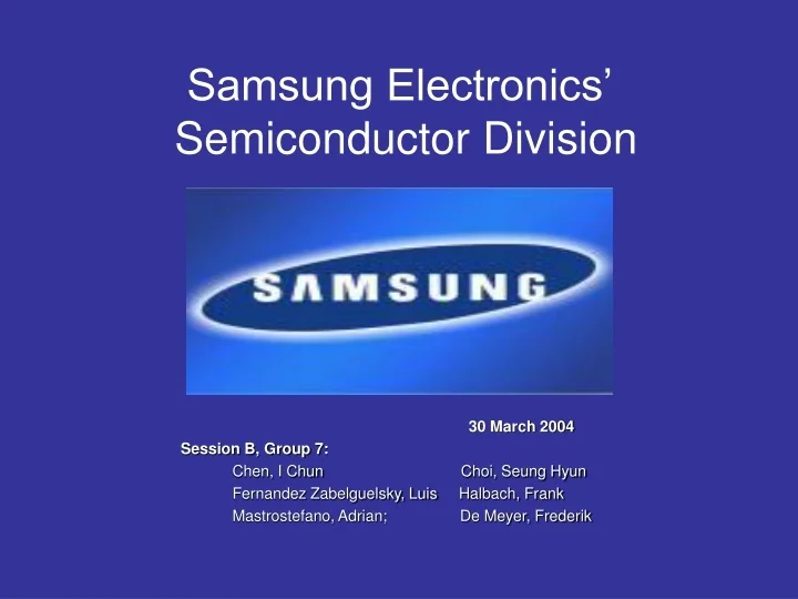 PPT - Samsung Electronics’ Semiconductor Division PowerPoint ...