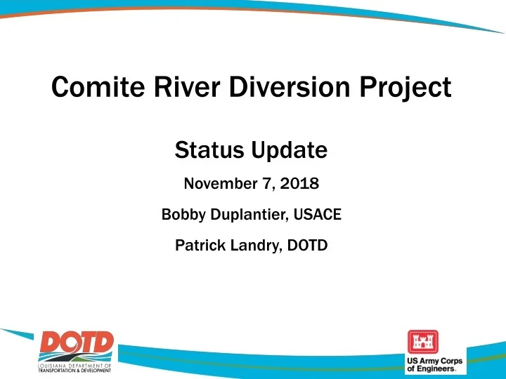 PPT - Comite River Diversion Project DOTD Organization C hart ...