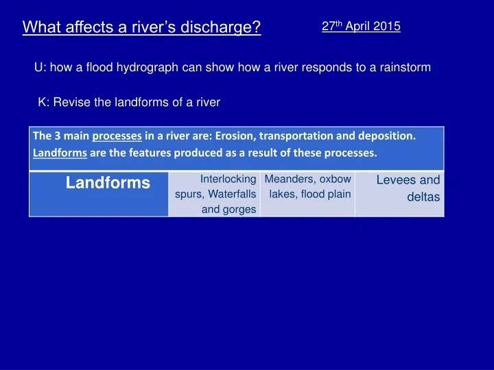 PPT - What affects a river’s discharge? PowerPoint Presentation, free ...