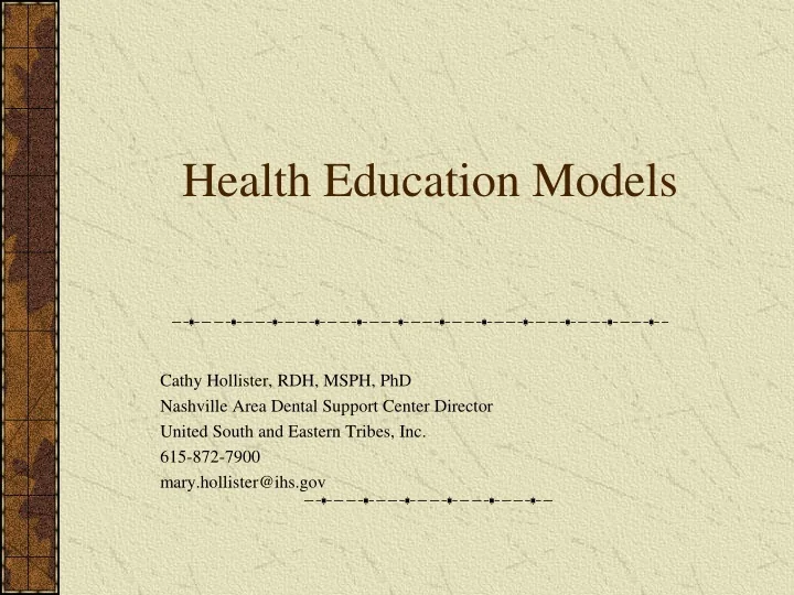 PPT - Health Education Models PowerPoint Presentation, free download ...